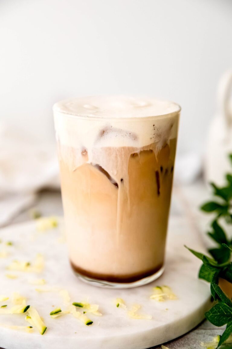 Iced Zucchini Bread Latte (with Maple Cold Foam) - coffeecopycat.com