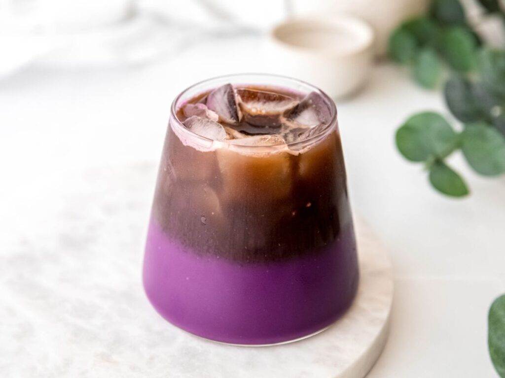 Iced Coconut Ube Latte - coffeecopycat.com