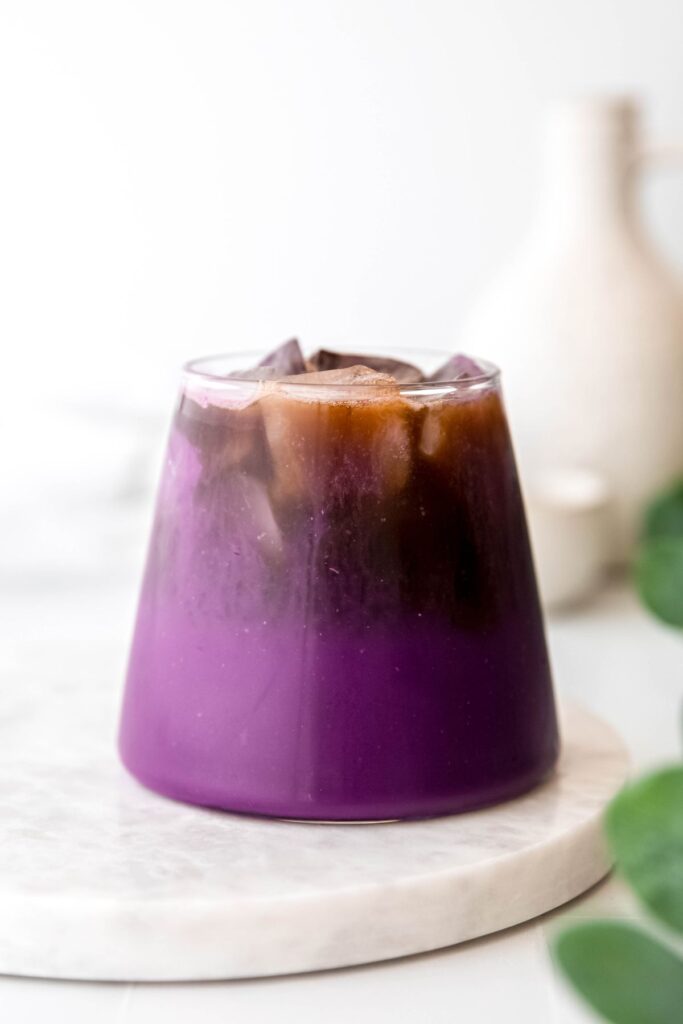 Iced Coconut Ube Latte - coffeecopycat.com