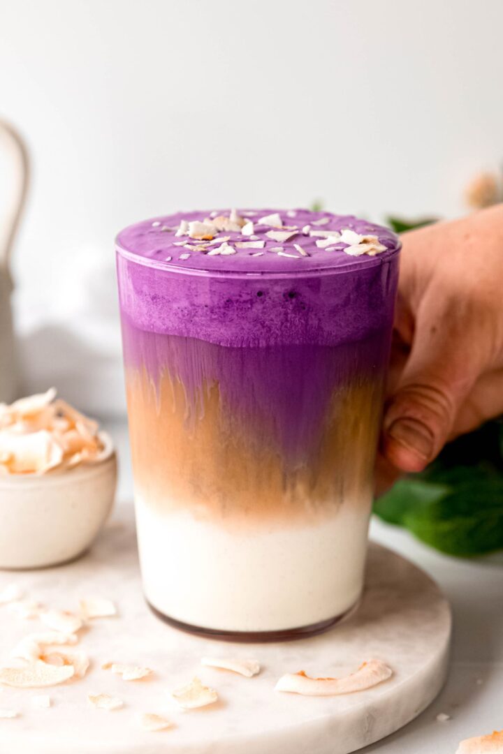 Iced Ube Coconut Macchiato (Starbucks Copycat) - coffeecopycat.com